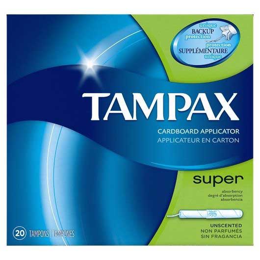 Tampax Super Absorbency Unscented Tampon, 20 count -- 24 per case