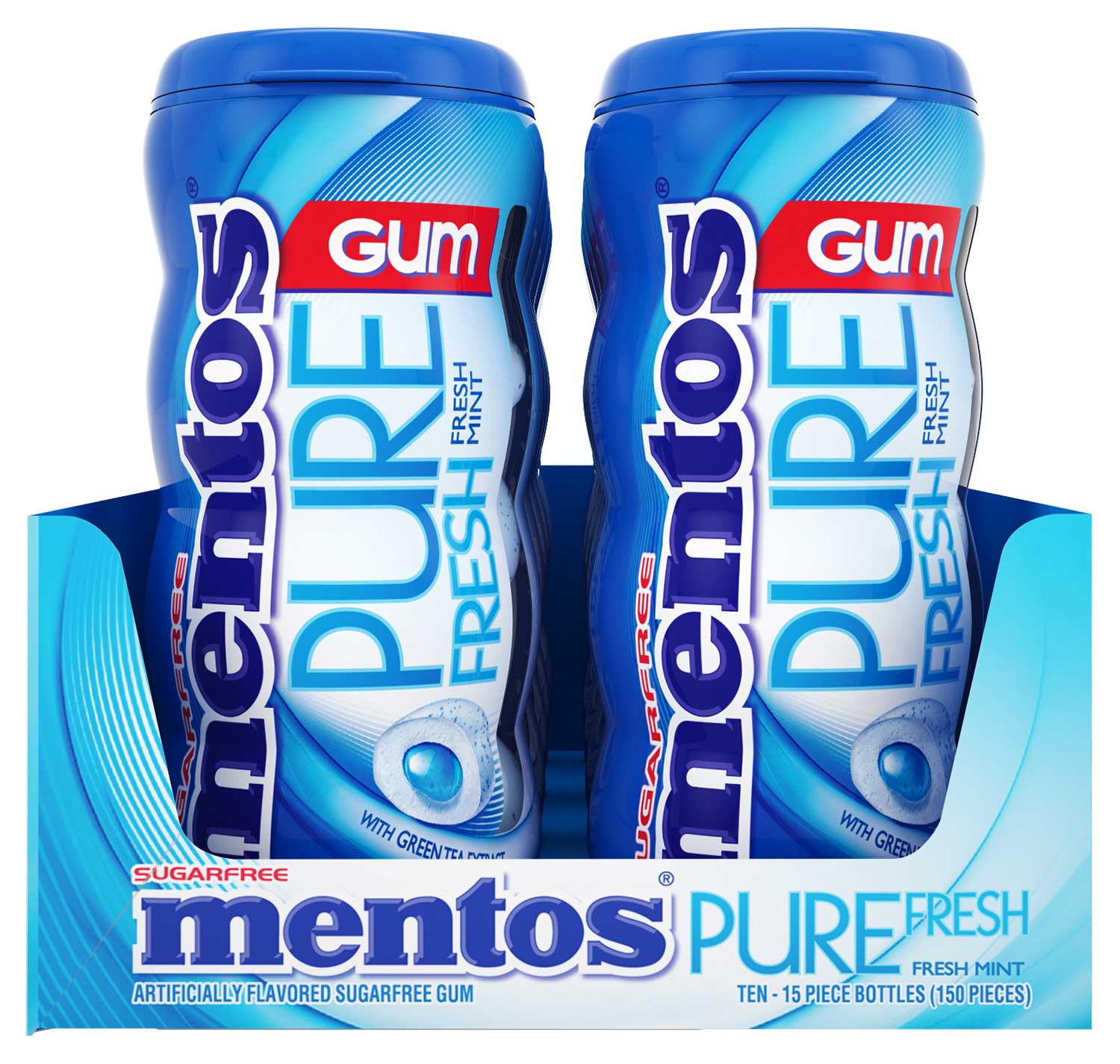 Mentos Pure Fresh Mint Chewing Gum, 10 count -- 12 per case