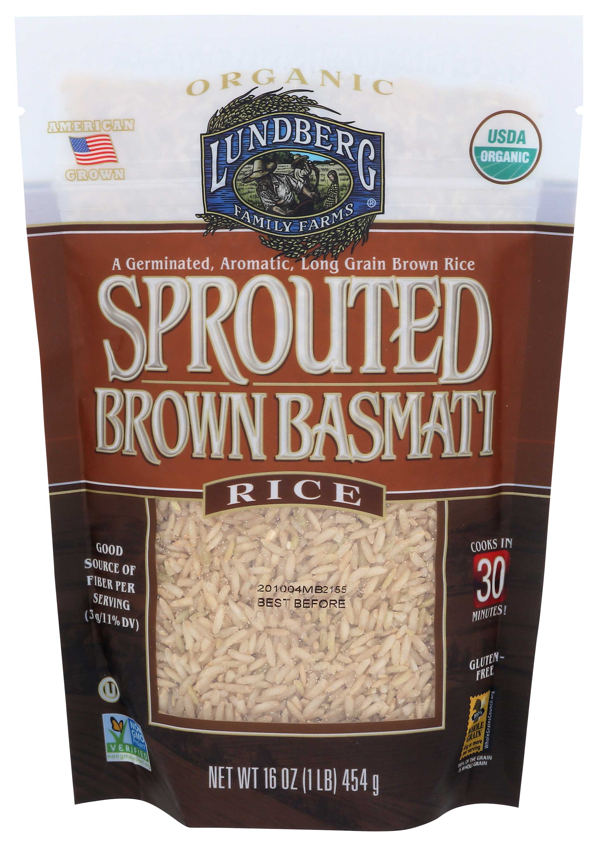 Lundberg Organic Sprouted Brown Basmati Rice, 1 Pound -- 6 per case.