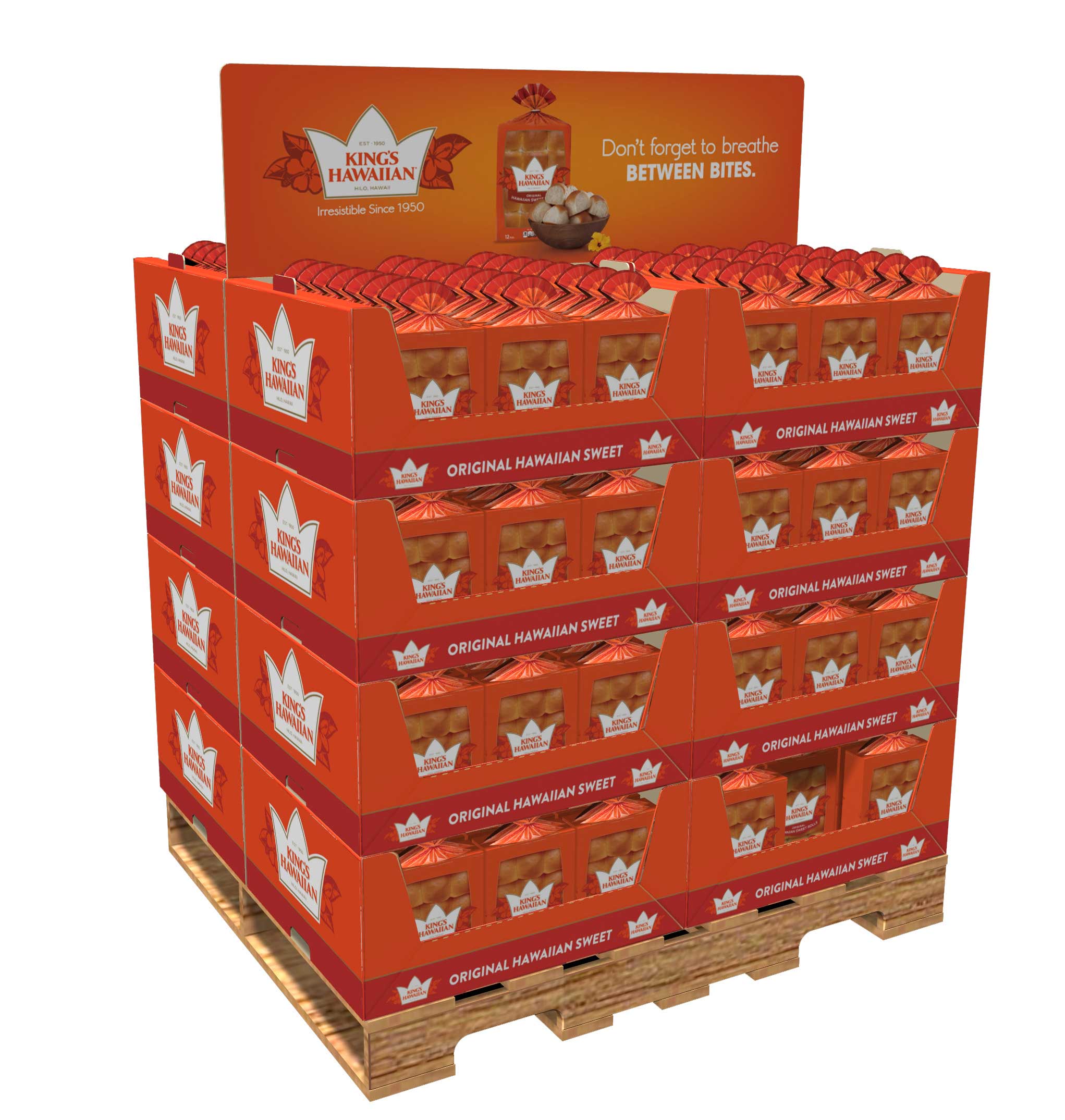 Kings Original Hawaiian Sweet Roll - Full Display Pallet, 12 Ounce ...