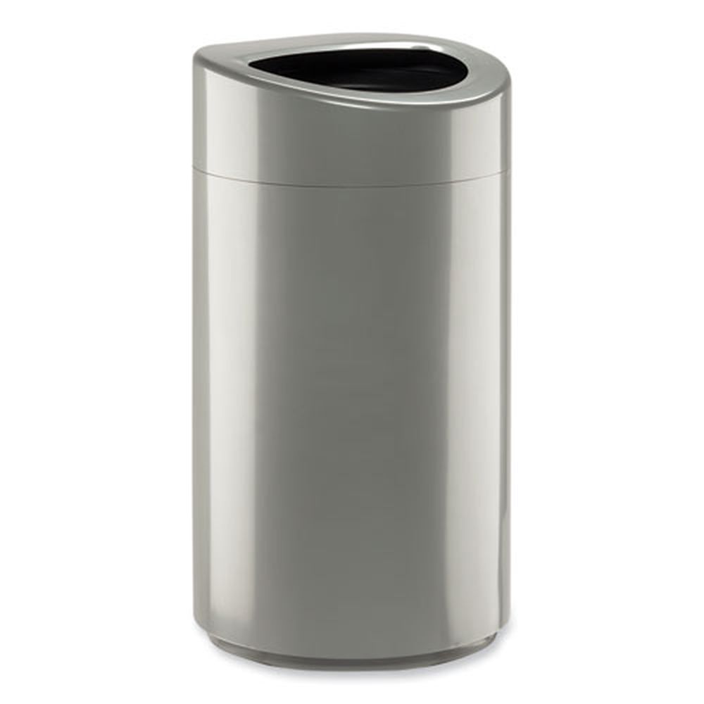 Safco Steel Silver Open Top Oval Waste Receptacle, 14 Gallon Capacity ...