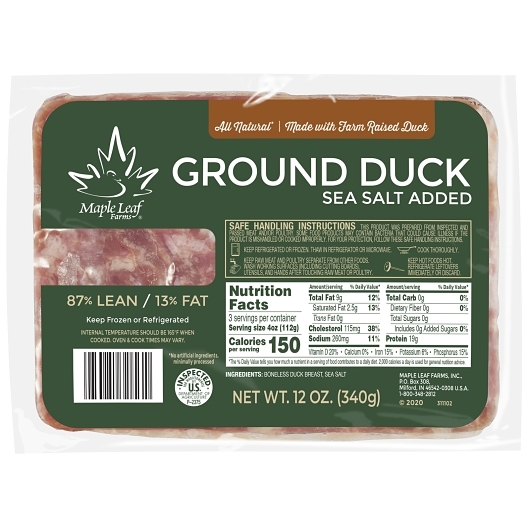 Maple Leaf Farms Ground Duck with Sea Salt -- 12 per case