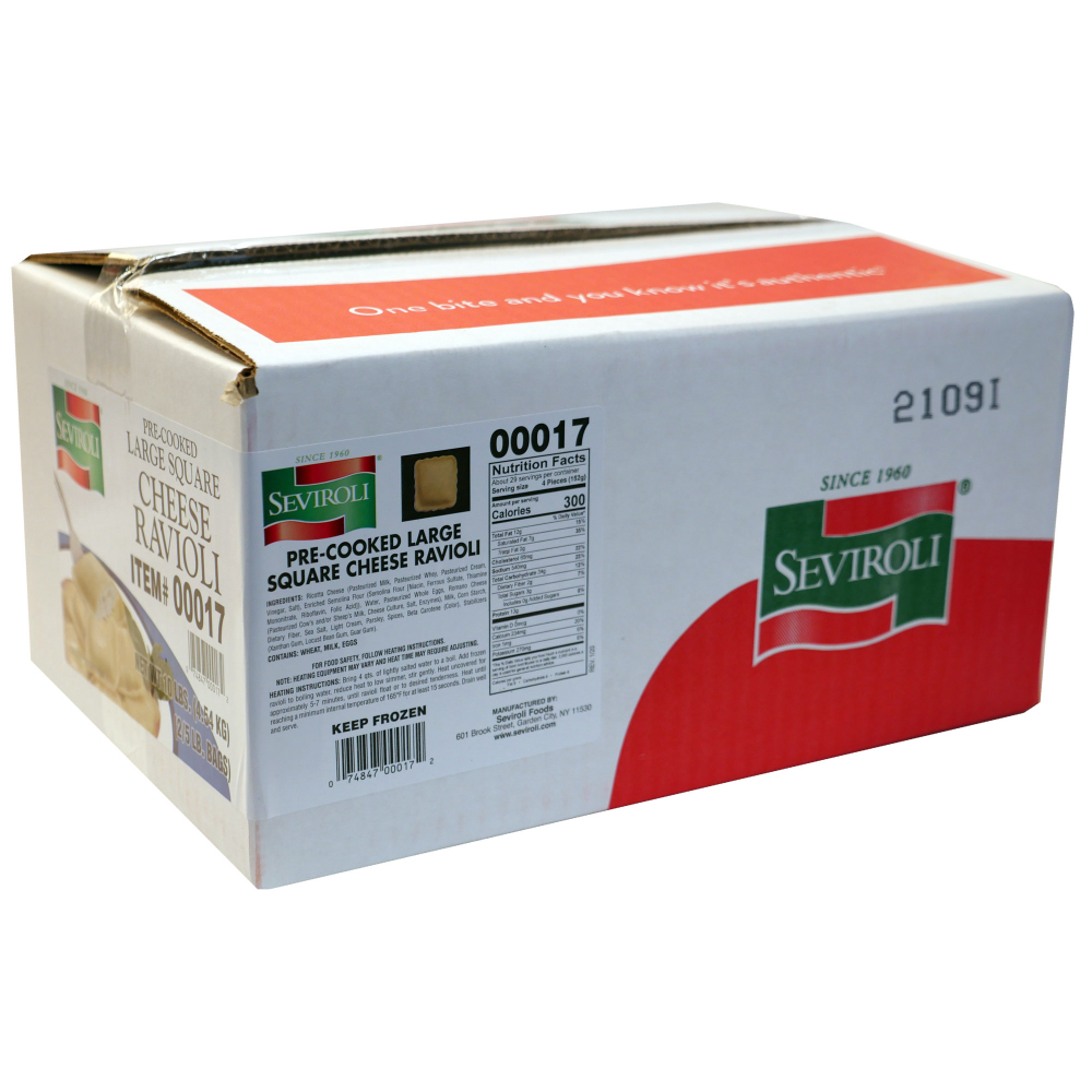 Seviroli Foods Square Cheese Ravioli Pasta Case | FoodServiceDirect