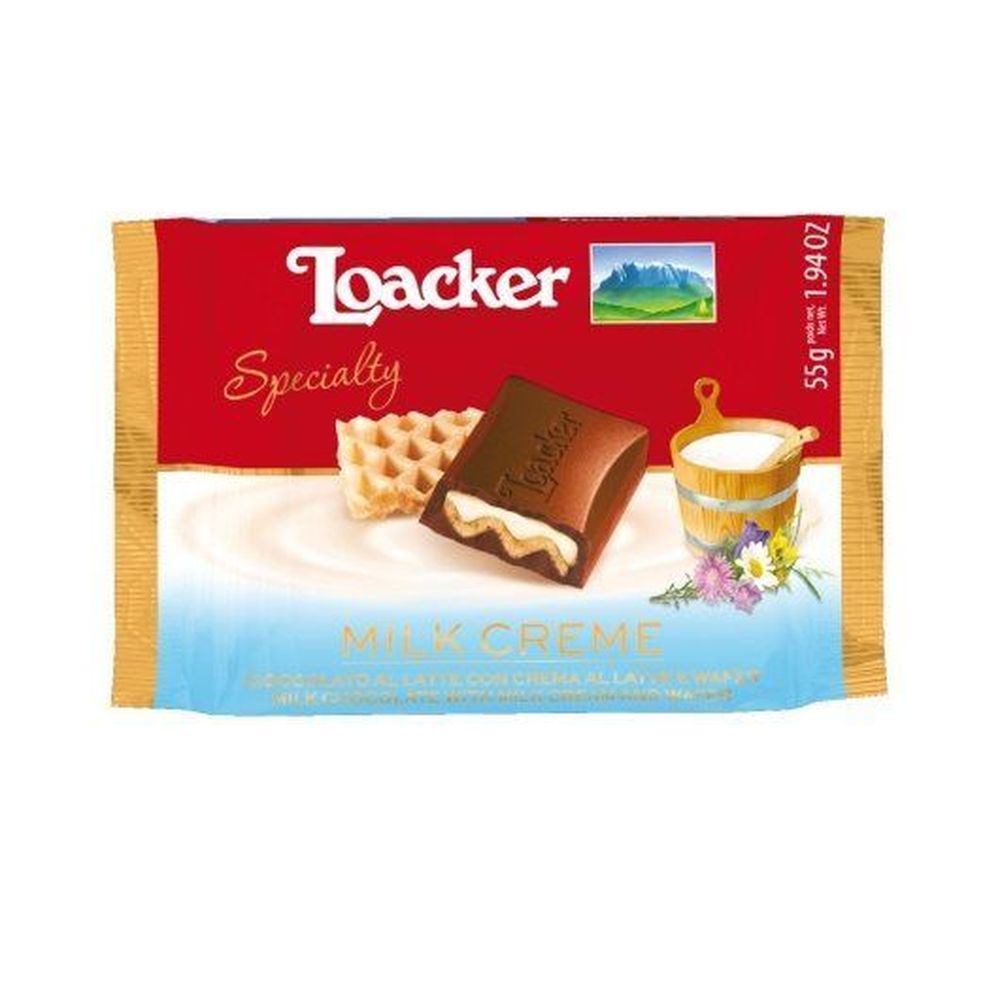 Loacker Milk Creme Specialty Chocolate Bar, 1.94 Ounce -- 108 per case