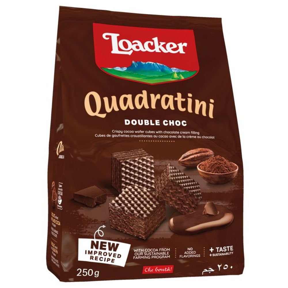 Loacker Quadratini Double Chocolate Wafers, 250 Gram -- 6 per case