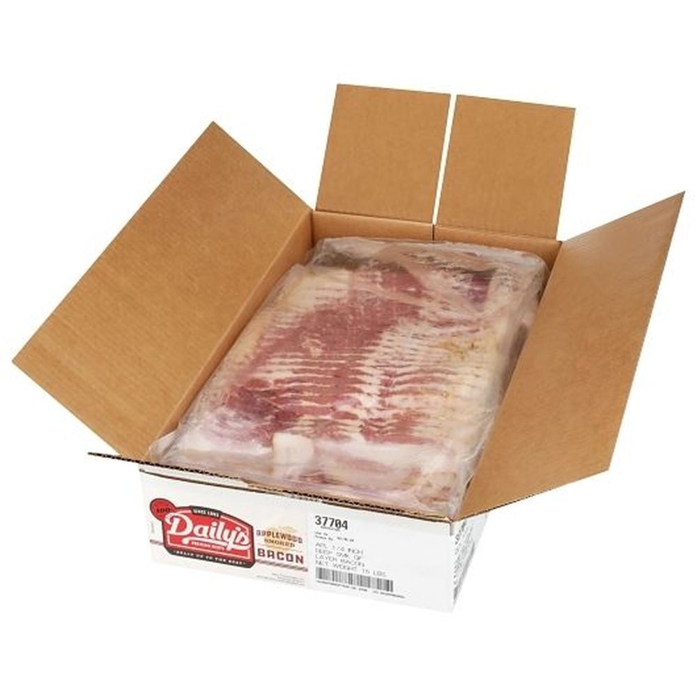 Daily's Deep Applewood Smoked 1/4 inch Layered Gas Flushed Bacon, 15 Pound