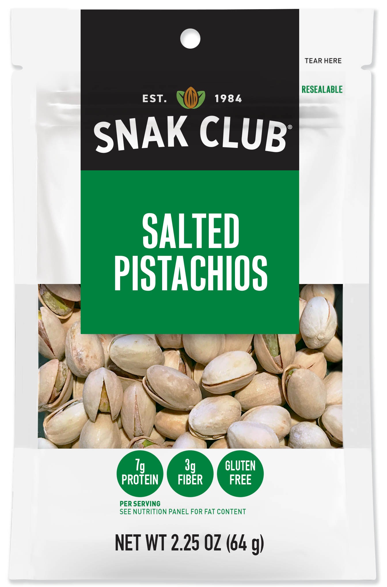 Century Snacks Snak Club Premium Pack Salted Pistachios, 2.25 Ounce ...