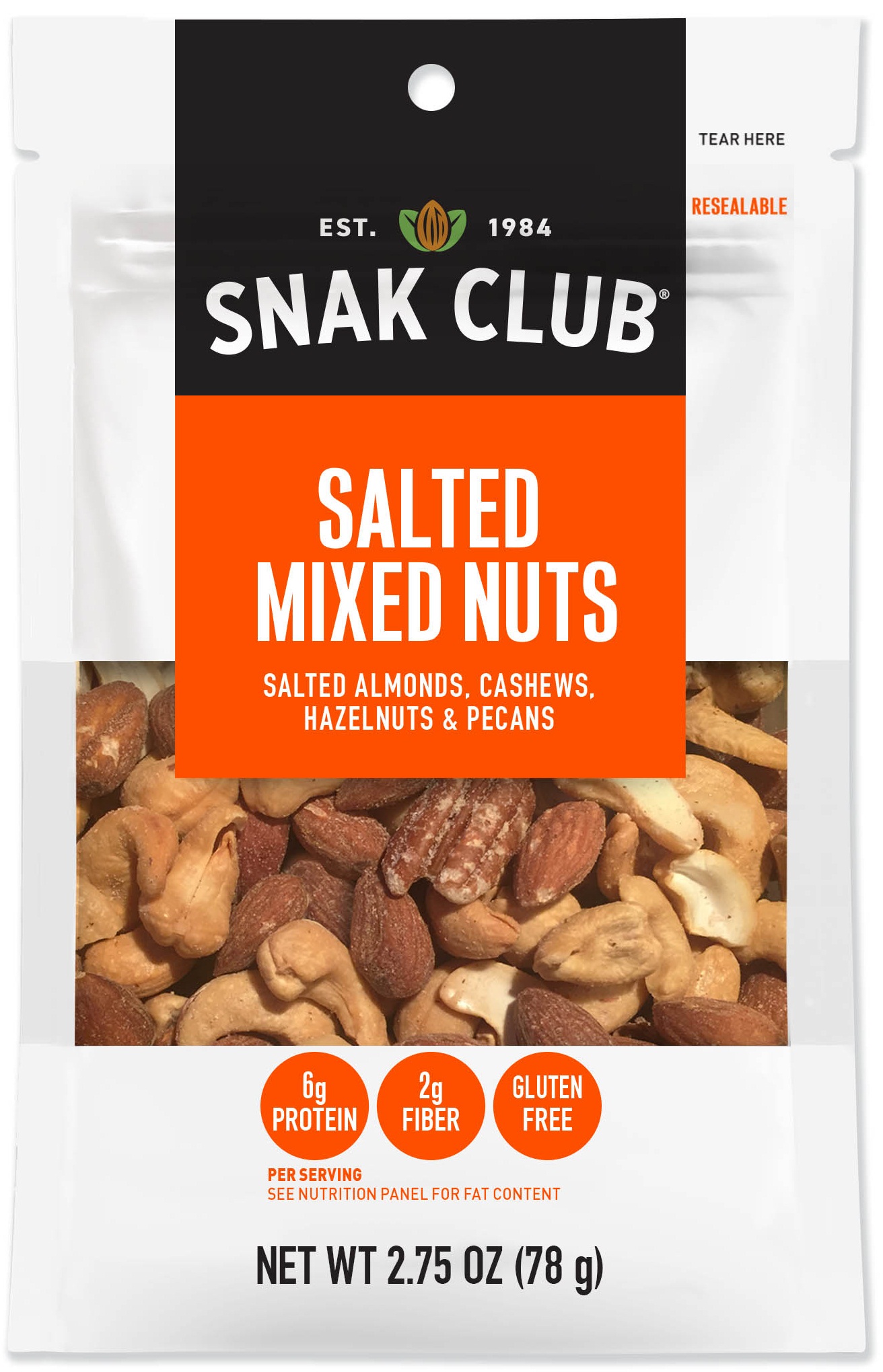 Century Snacks Snak Club Premium Pack Salted Mixed Nuts, 2.75 Ounce ...