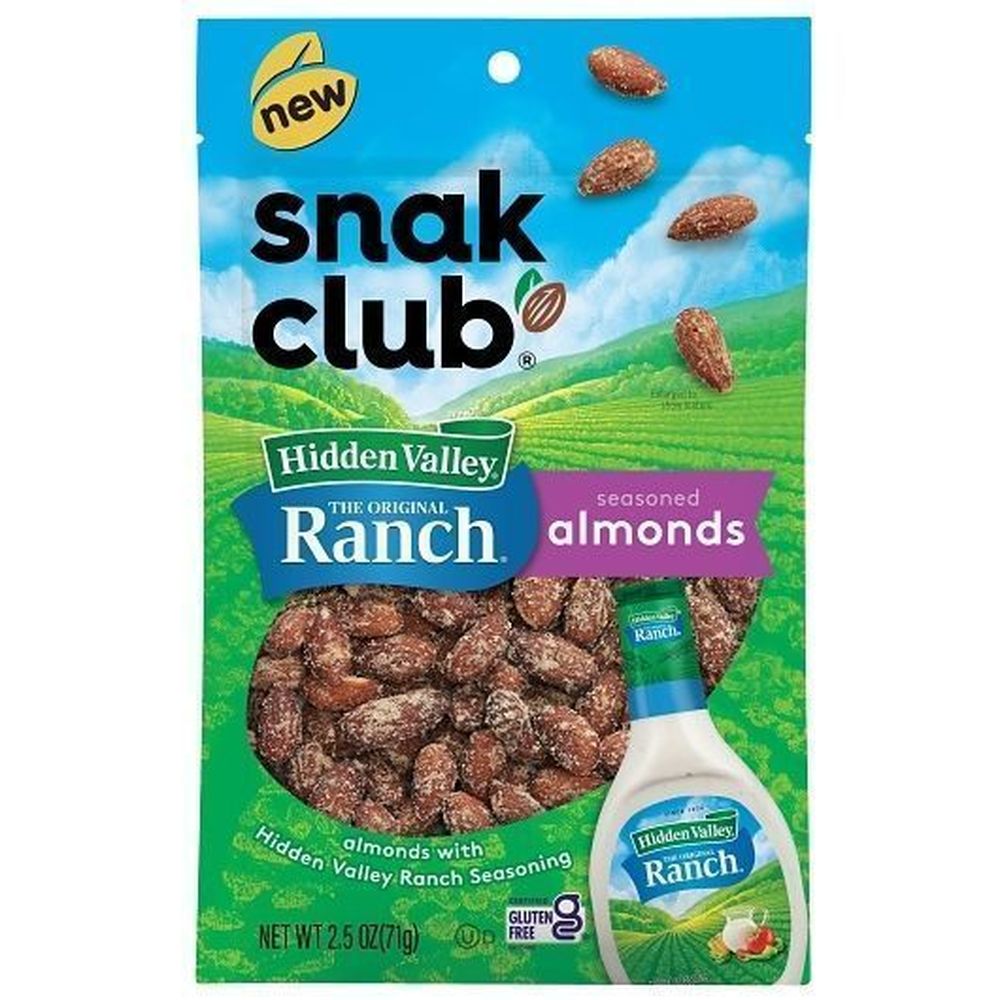 Snak Club Hidden Valley Ranch Almonds, 2.5 Ounce -- 6 per case