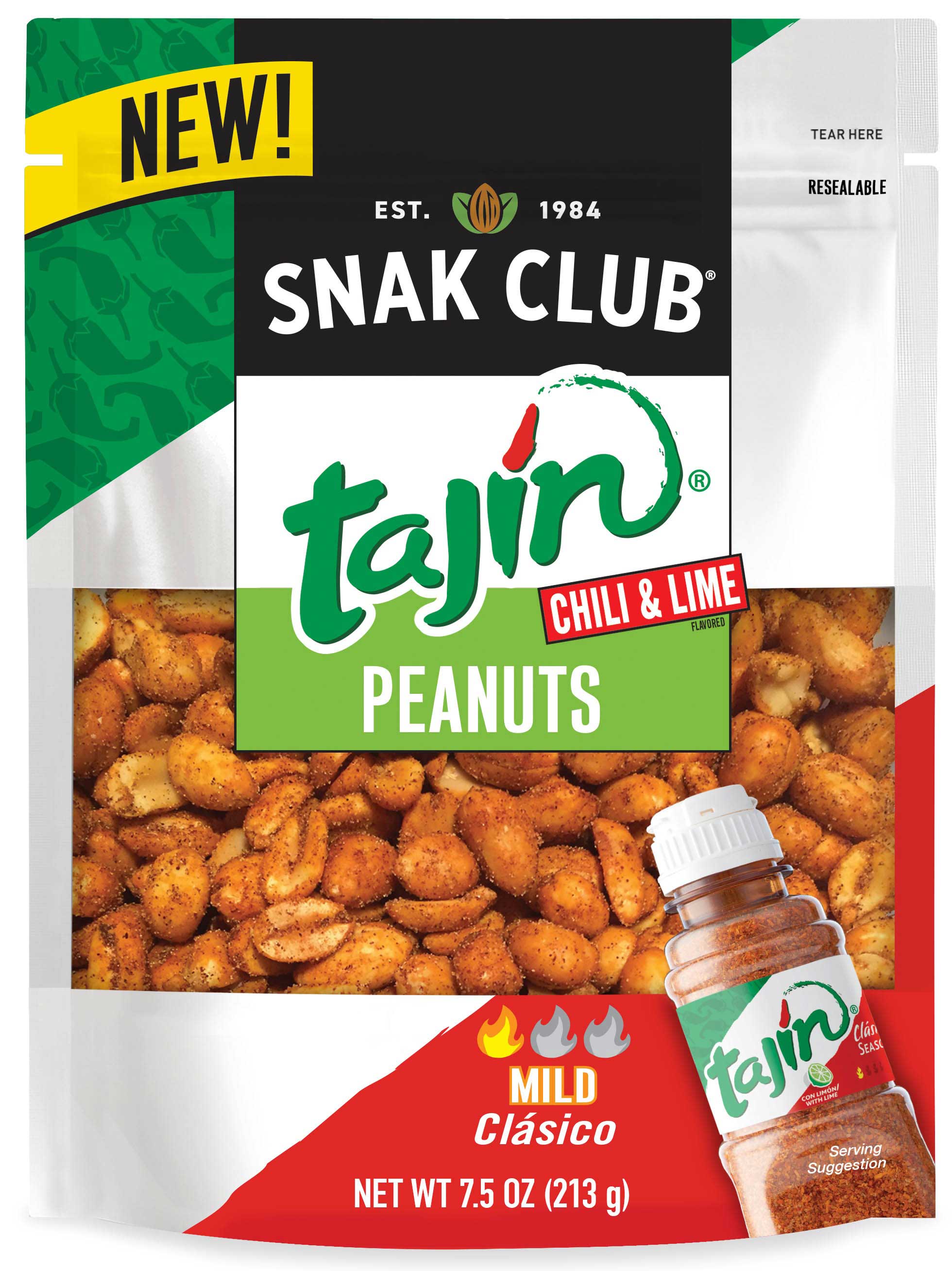 Century Snacks Snak Club Tajin Classico Peanuts, 7.5 Ounce Bag -- 6 per case