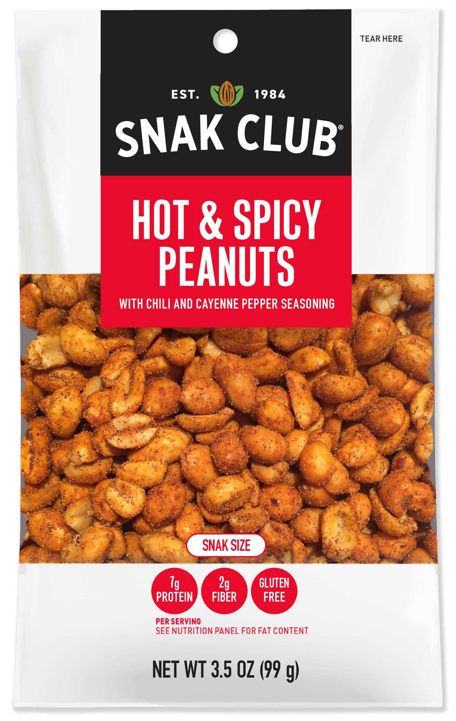 Century Snacks Snak Club Hot and Spicy Peanuts, 3.5 Ounce -- 12 per ...