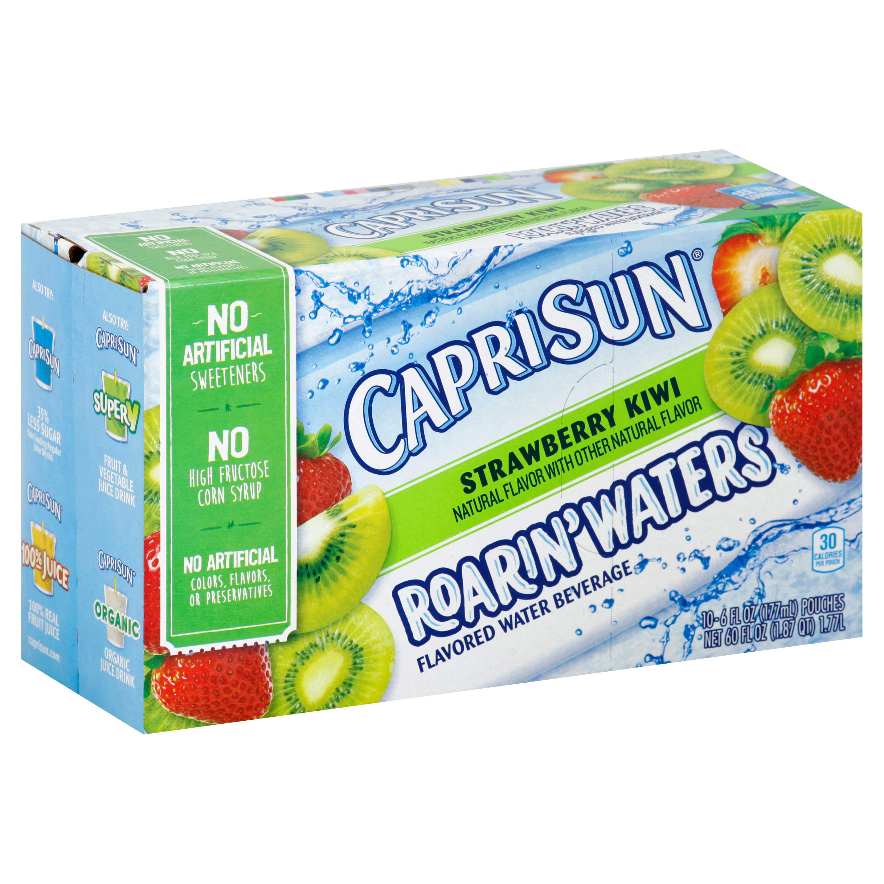 Capri Sun Roarin Waters Strawberry Kiwi Flavored Beverage, 6 Fluid Ounce - 10 per pack -- 4 ...