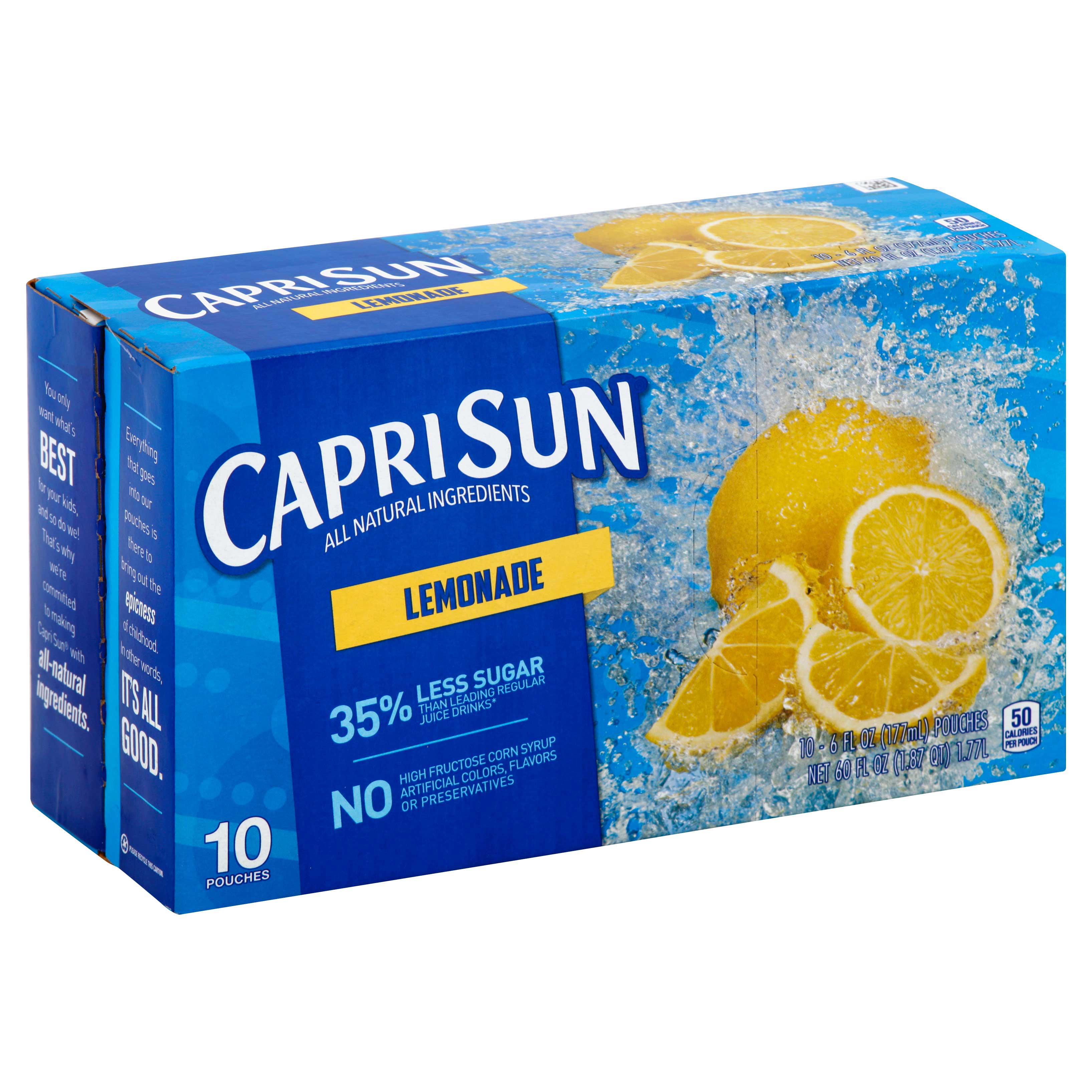 Capri Sun Lemonade Soft Juice Drink, 60 Fluid Ounce -- 4 per case.