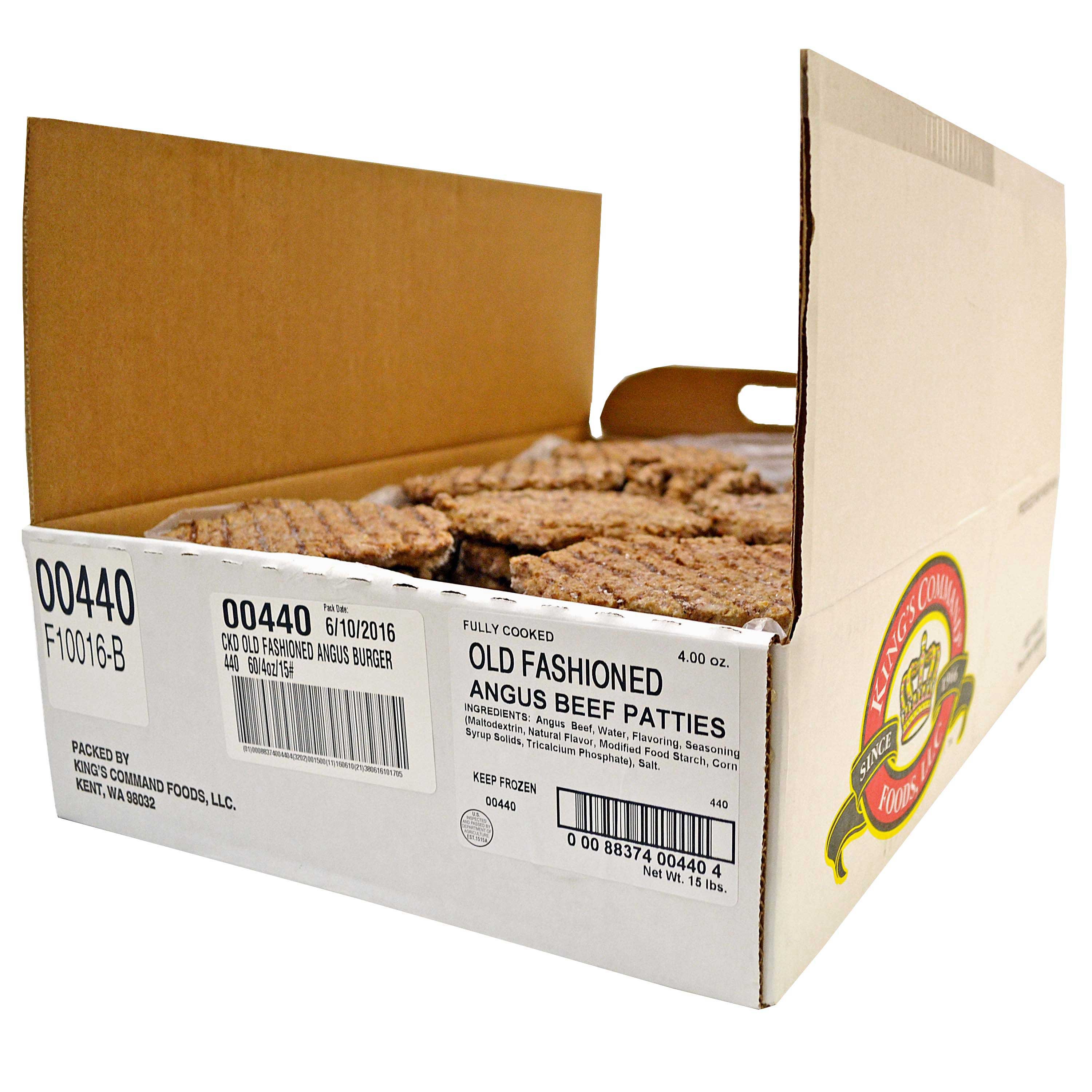 King's Command Foods Cooked Angus Beef Steak Burger, 4 Ounce -- 60 per case