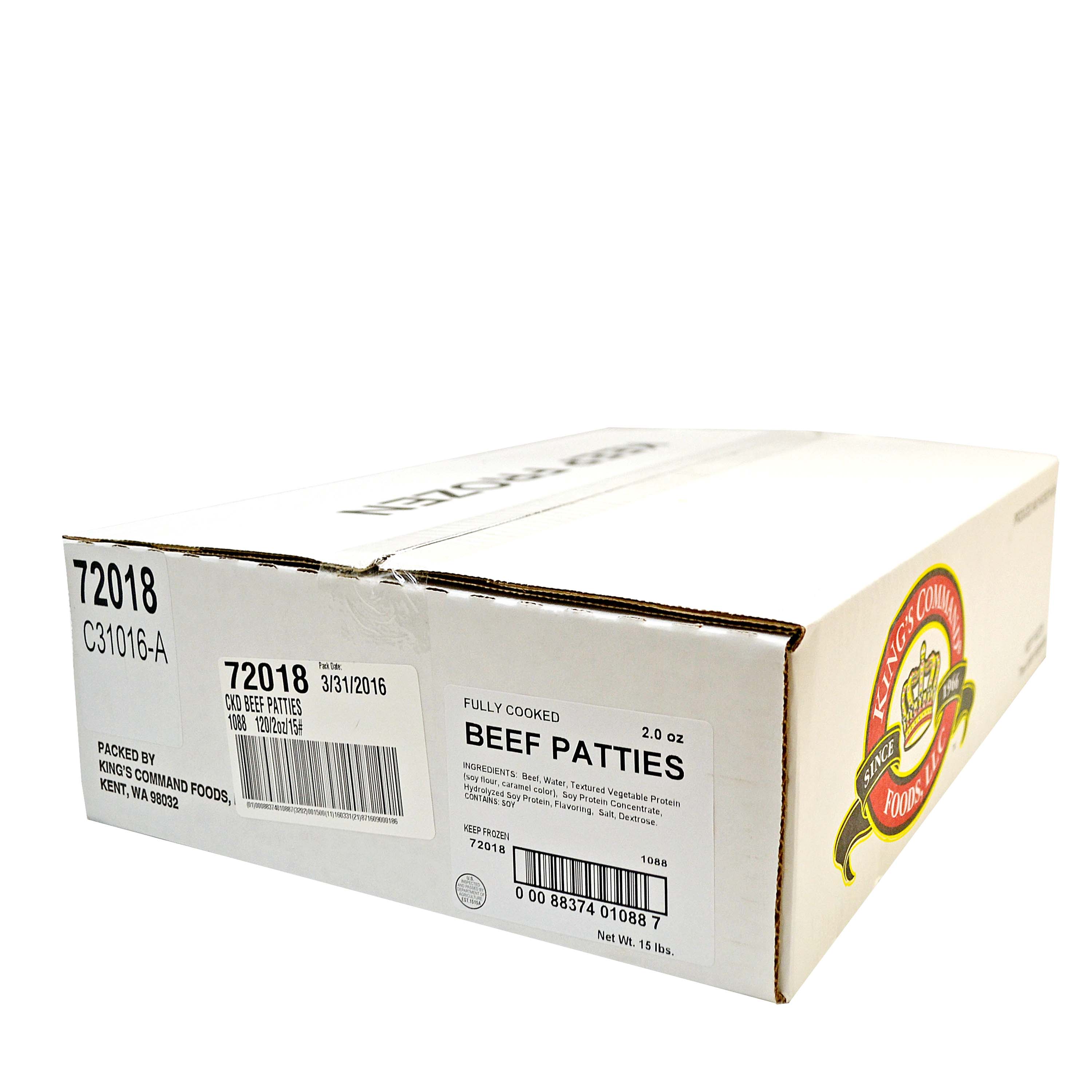 Kings Command Foods Flame Broiled Beef Patty Case | FoodServiceDirect