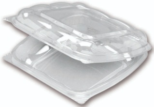 Seeshell Medium Shallow Scalloped Hinged Rigid Container -- 180 per case