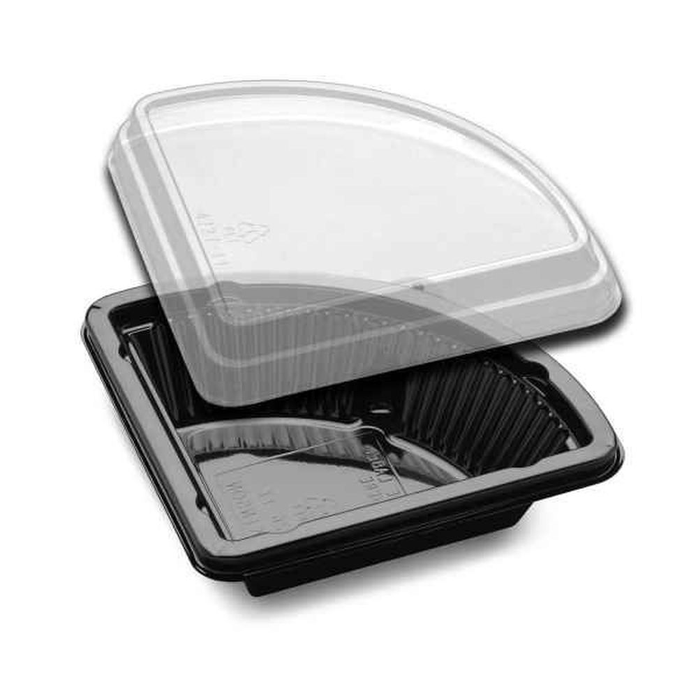 D and W Fine Pack Display Pie PET Quarter Pie Black Base Container with ...