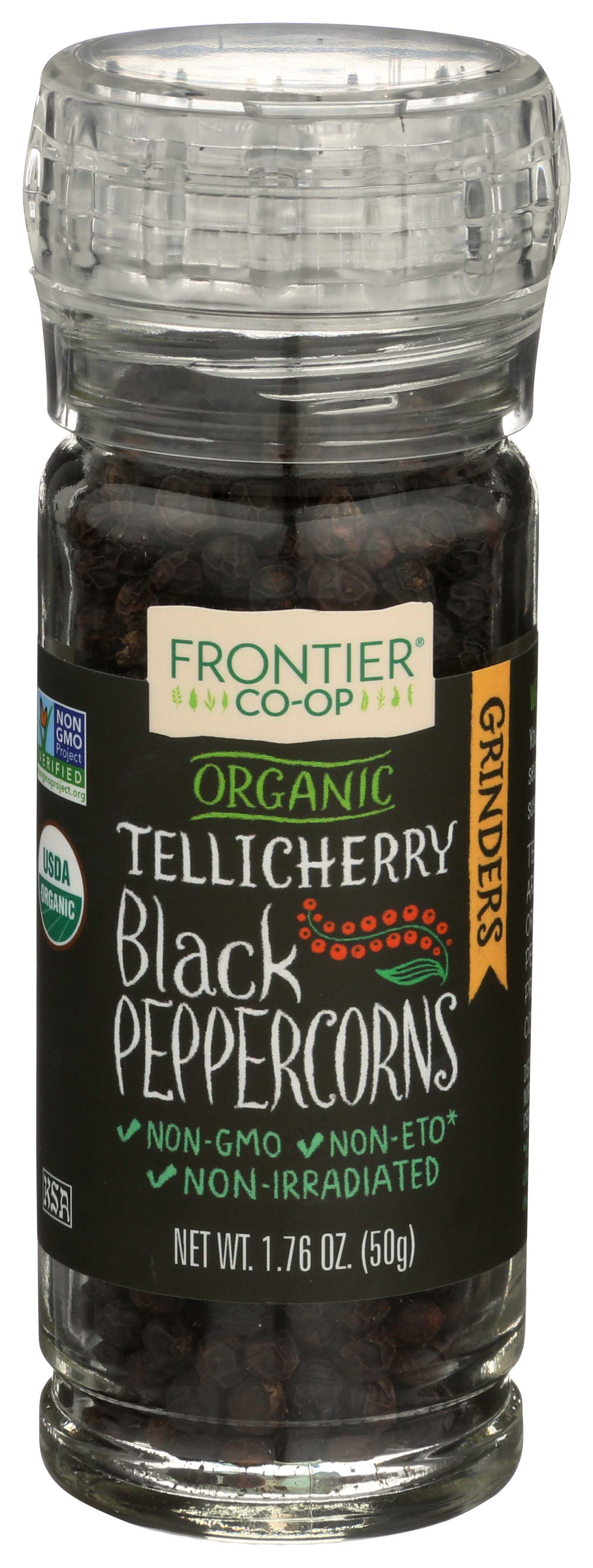 Frontier Herb Organic Gourmet Black Tellicherry Peppercorn, 1.76 Ounce ...