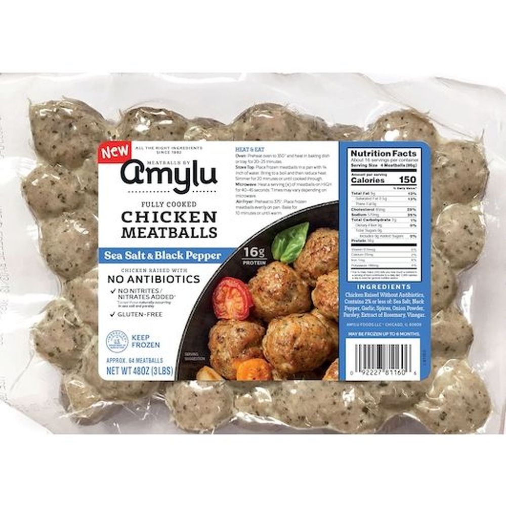 Meatballs By Amylu Sea Salt and Black Pepper Chicken Meatball -- 4 per ...