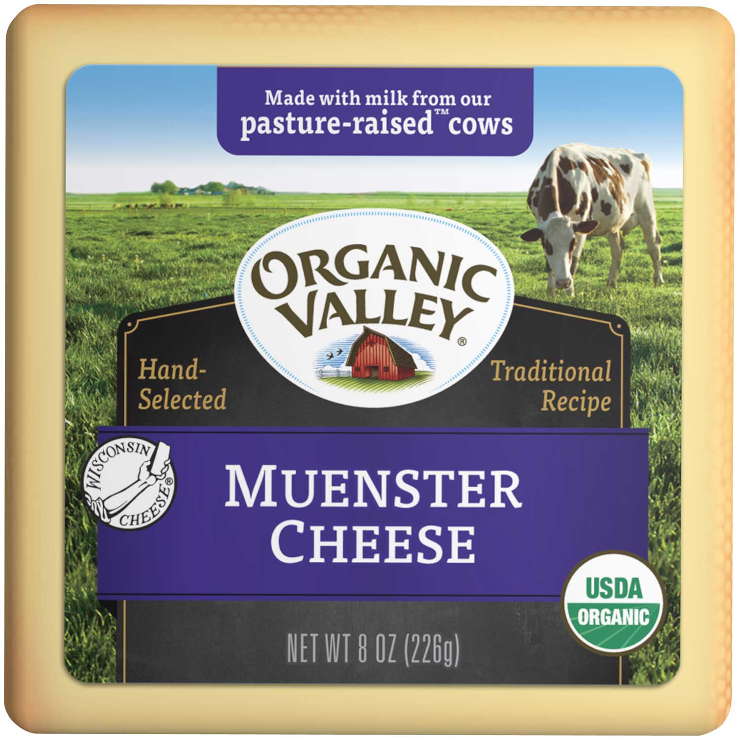 Organic Valley Organic Red Rind Muenster Cheese, 8 Ounce -- 12 per case