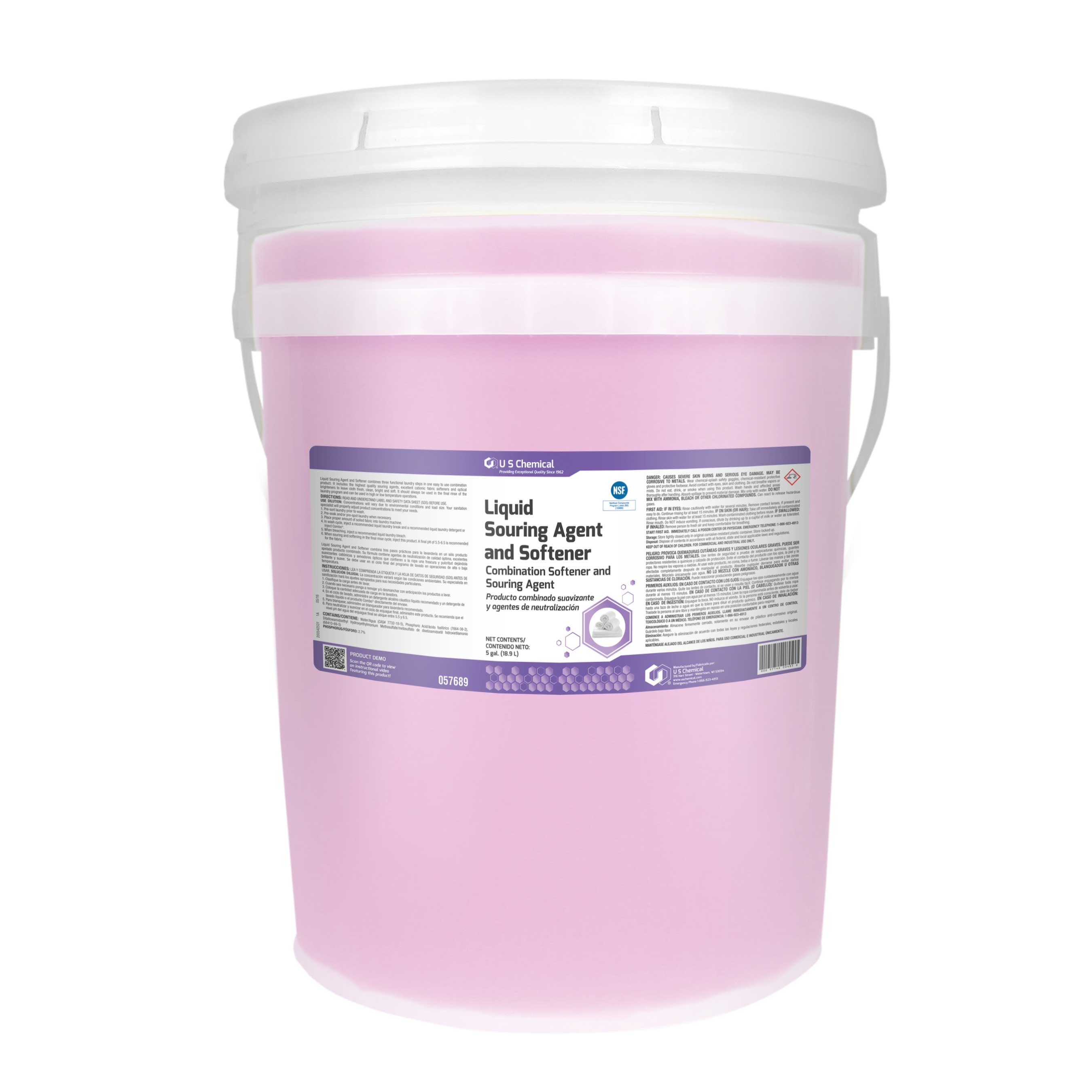 U S Chemical Souring Agent and Softener Laundry Detergent Liquid, 5 Gallon