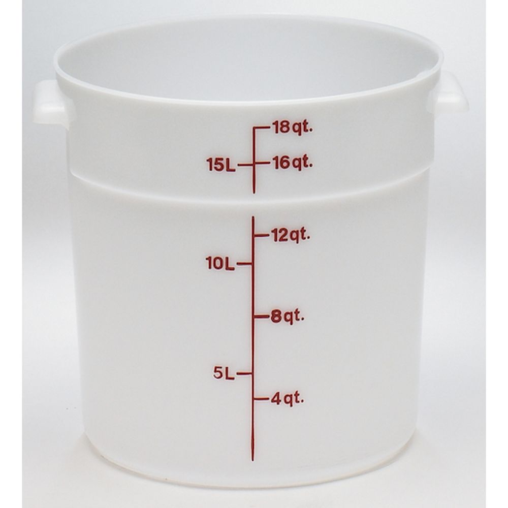 Cambro Polyethylene Round White Food Storage Container, 18 Quart Capacity