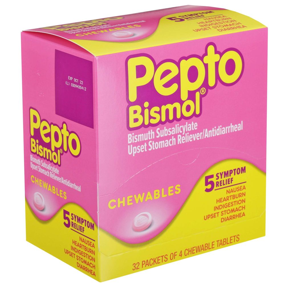 Pepto Bismol Original Flavored Chewable Tablets - 4 per pack -- 384 ...
