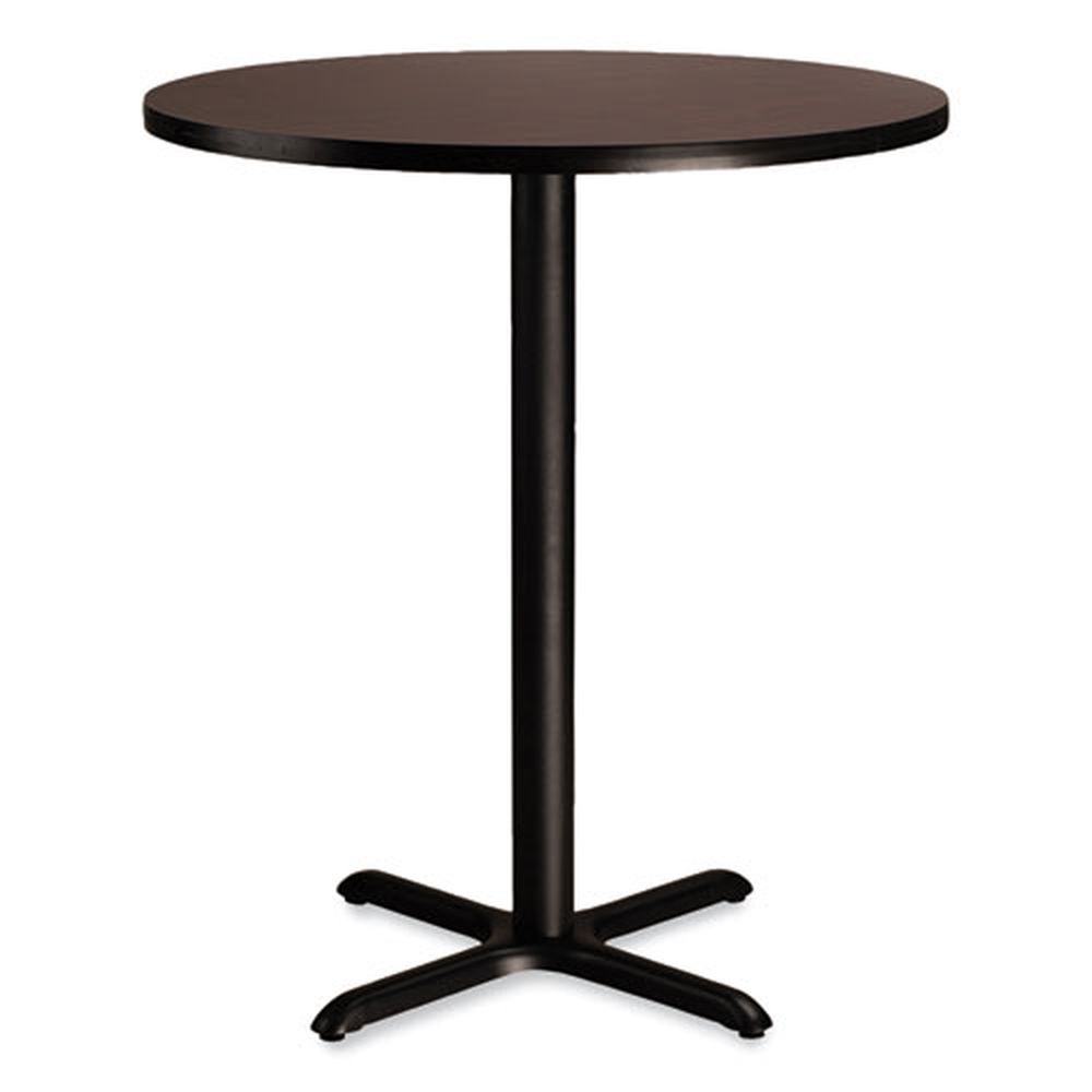 NPS Round Mahogany Top and Black X-Base Cafe Table, 36 inch Diameter x ...