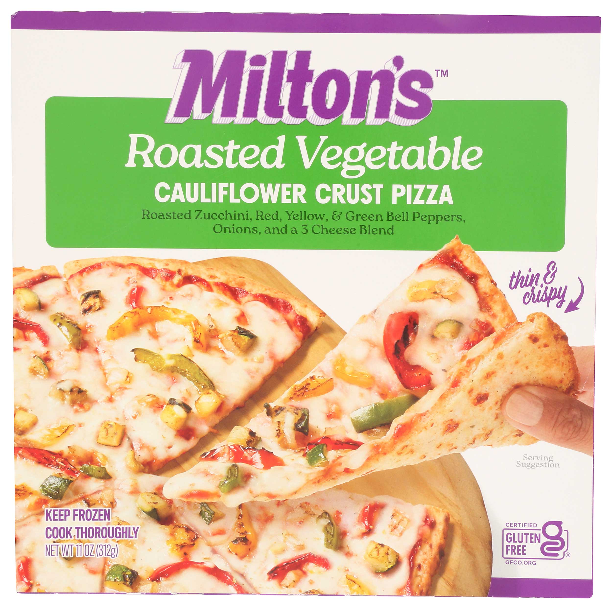 Milton's Thin And Crispy Cauliflower Crust Roasted Vegetable Pizza, 11 ...