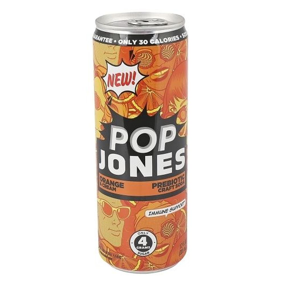 Pop Jones Prebiotic Orange Cream Soda, 355 Milliliter - 12 per case