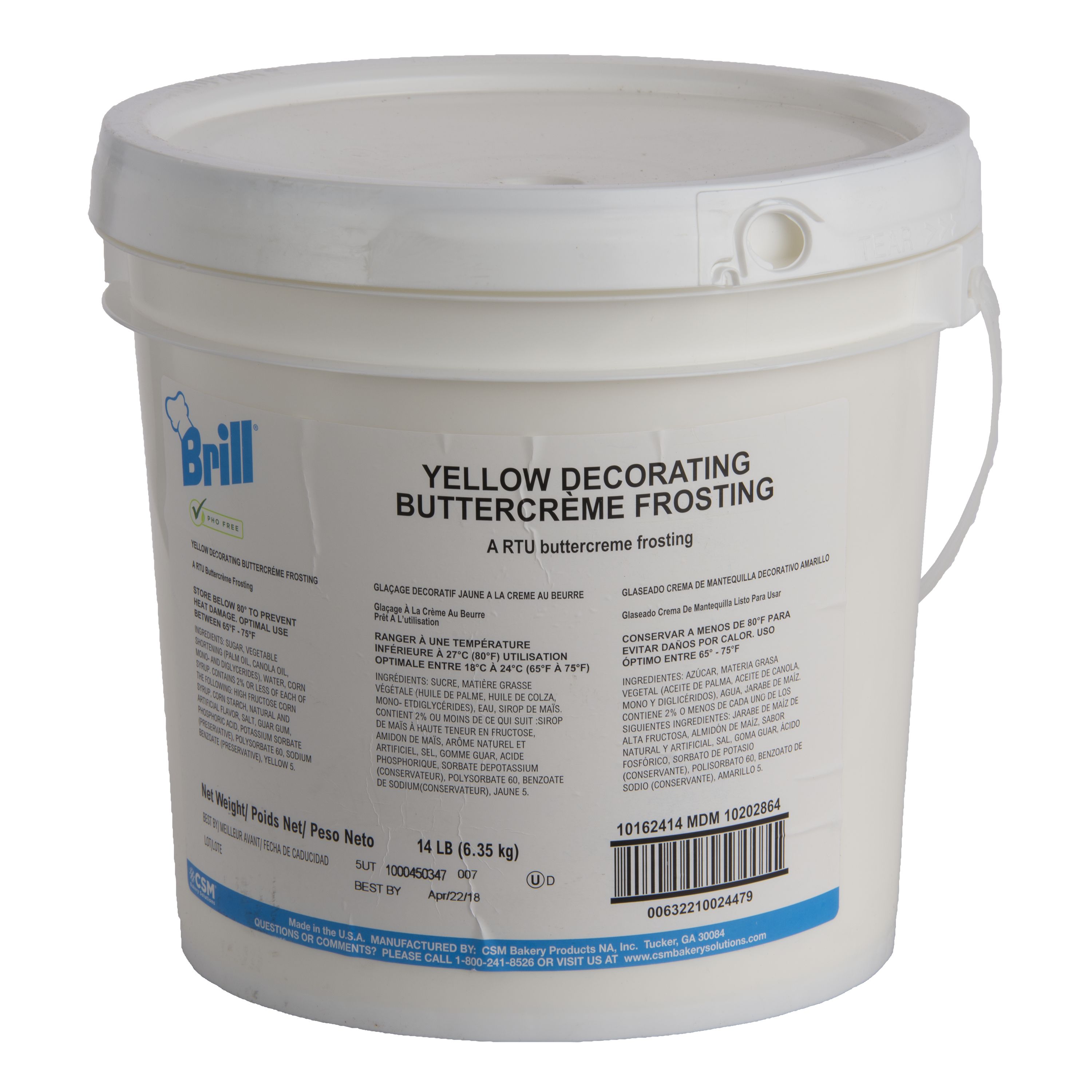 Brill Transmart Yellow Decorating Icing, 14 Pound Pail.