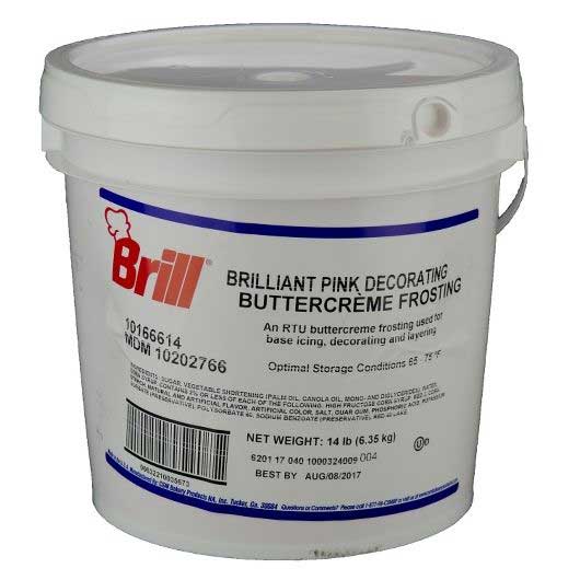 Brill Brilliant Pink Decorating Icing, 14 Pound Pail