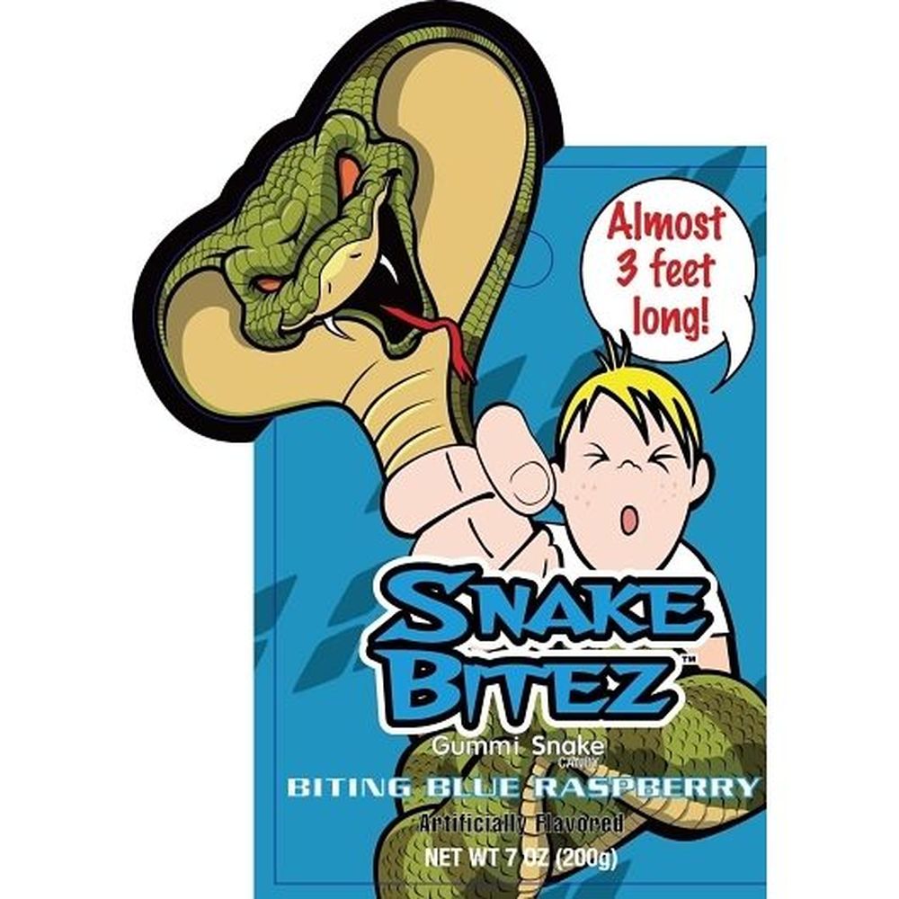 Snake Bitez Openstock Red and Blue Gummy Snake Candy, 7 Ounce - 36 per case