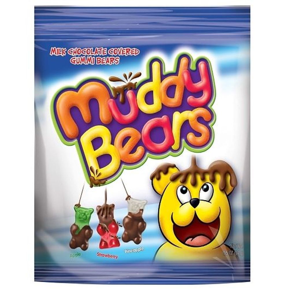 Muddy Bears Milk Chocolate Covered Gummi Bears - Peg Bag, 5 Ounce -- 12 per case
