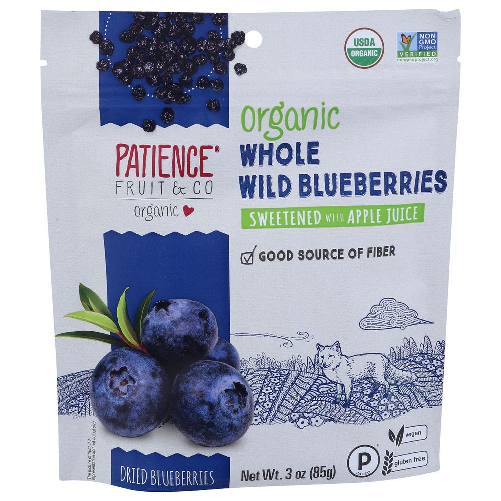 Patience Fruit and Co Organic Whole Dried Wild Blueberries Sweetened ...