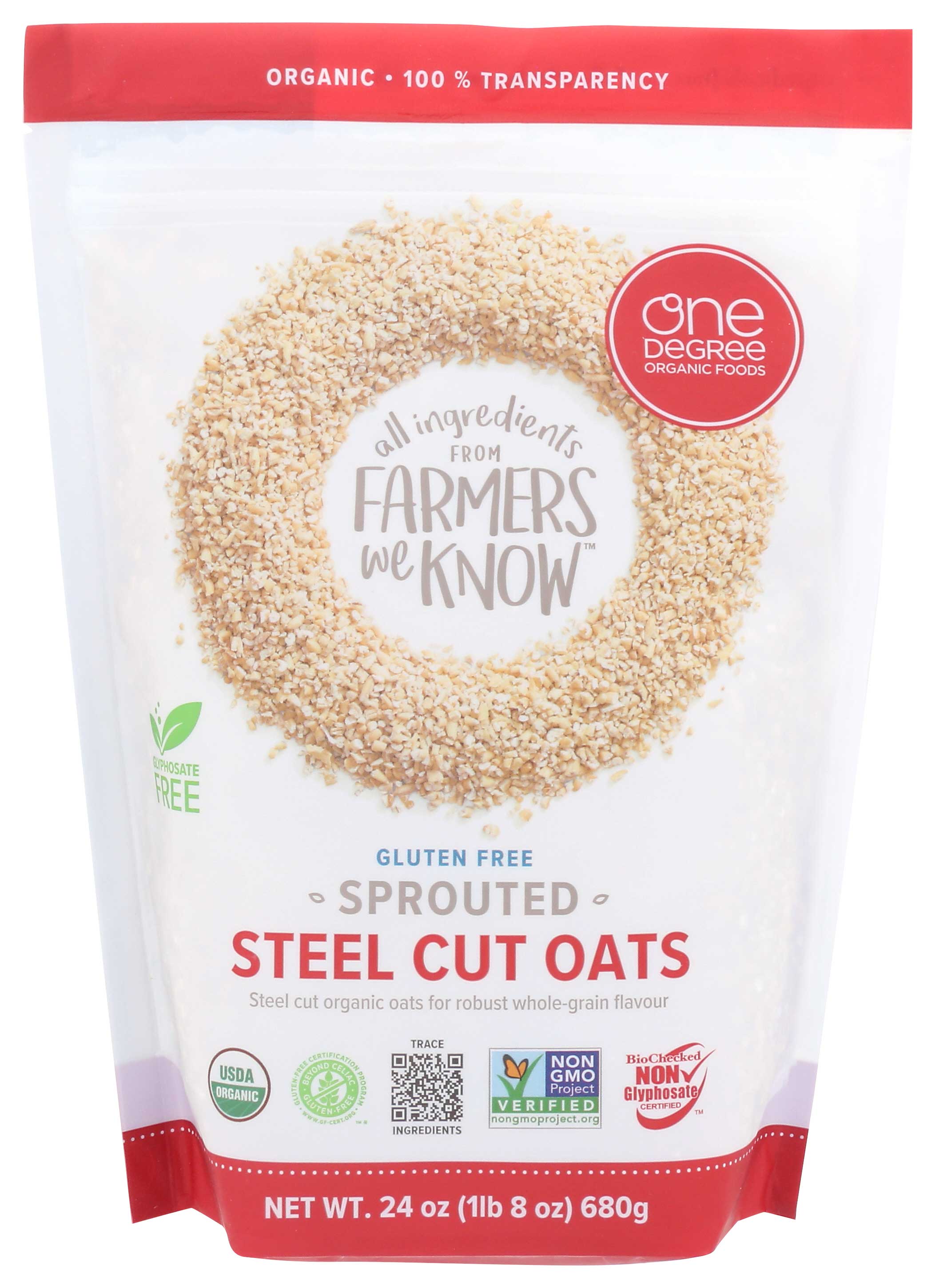 One Degree Sprouted Steel Cut Oats, 24 Ounce -- 4 per case