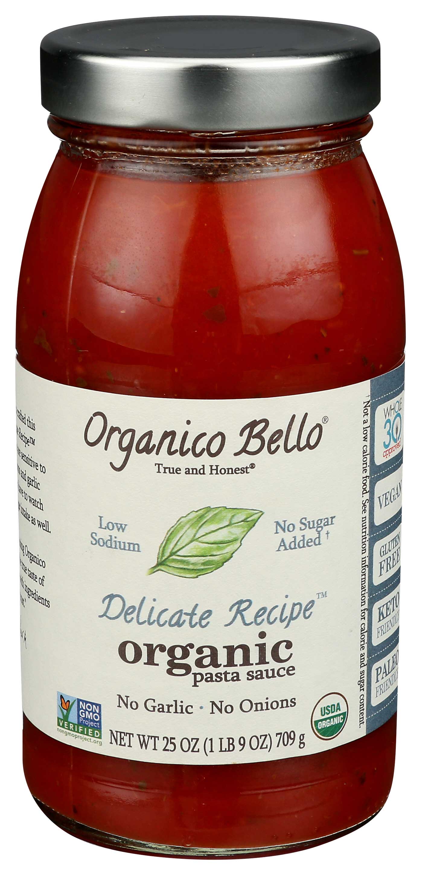 Organico Bello Organic Delicate Recipe Pasta Sauce, 25 Ounce -- 6 per case