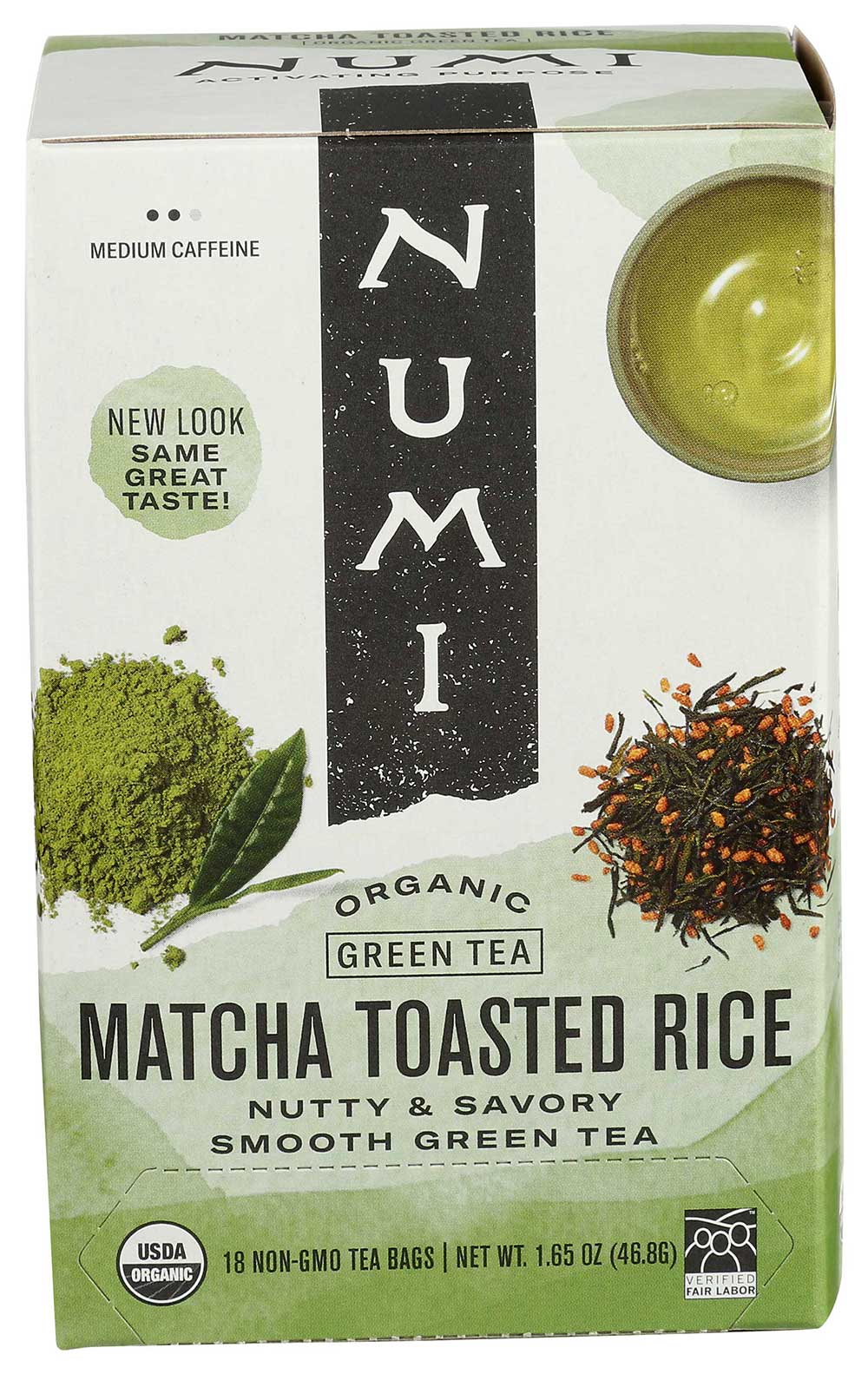 Numi Organic Toasted Rice Green Tea - 16 bags per pack -- 6 packs per case.