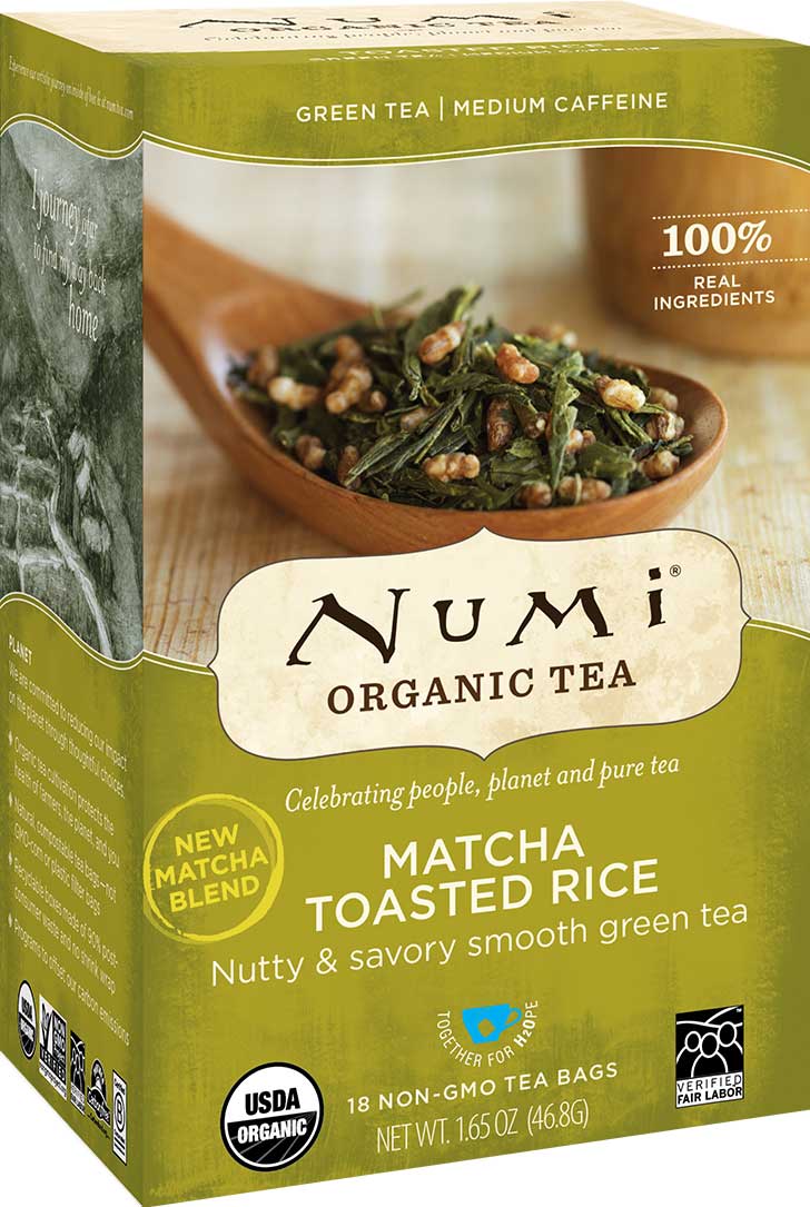 Numi Organic Matcha Toasted Rice Green Tea, 18 tea bags per pack -- 6 ...