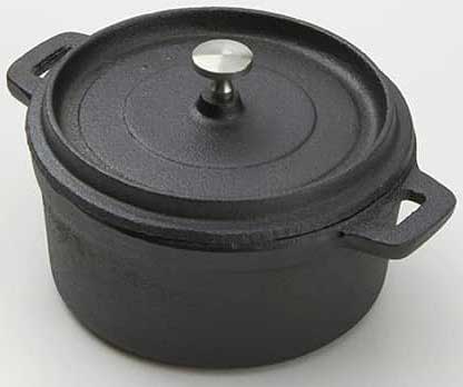 American Metalcraft Medium Mini Round Cast Iron Pot with Handle and Lid ...