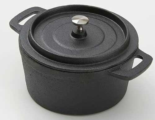 American Metalcraft Large Mini Round Cast Iron Pot with Handle and Lid ...