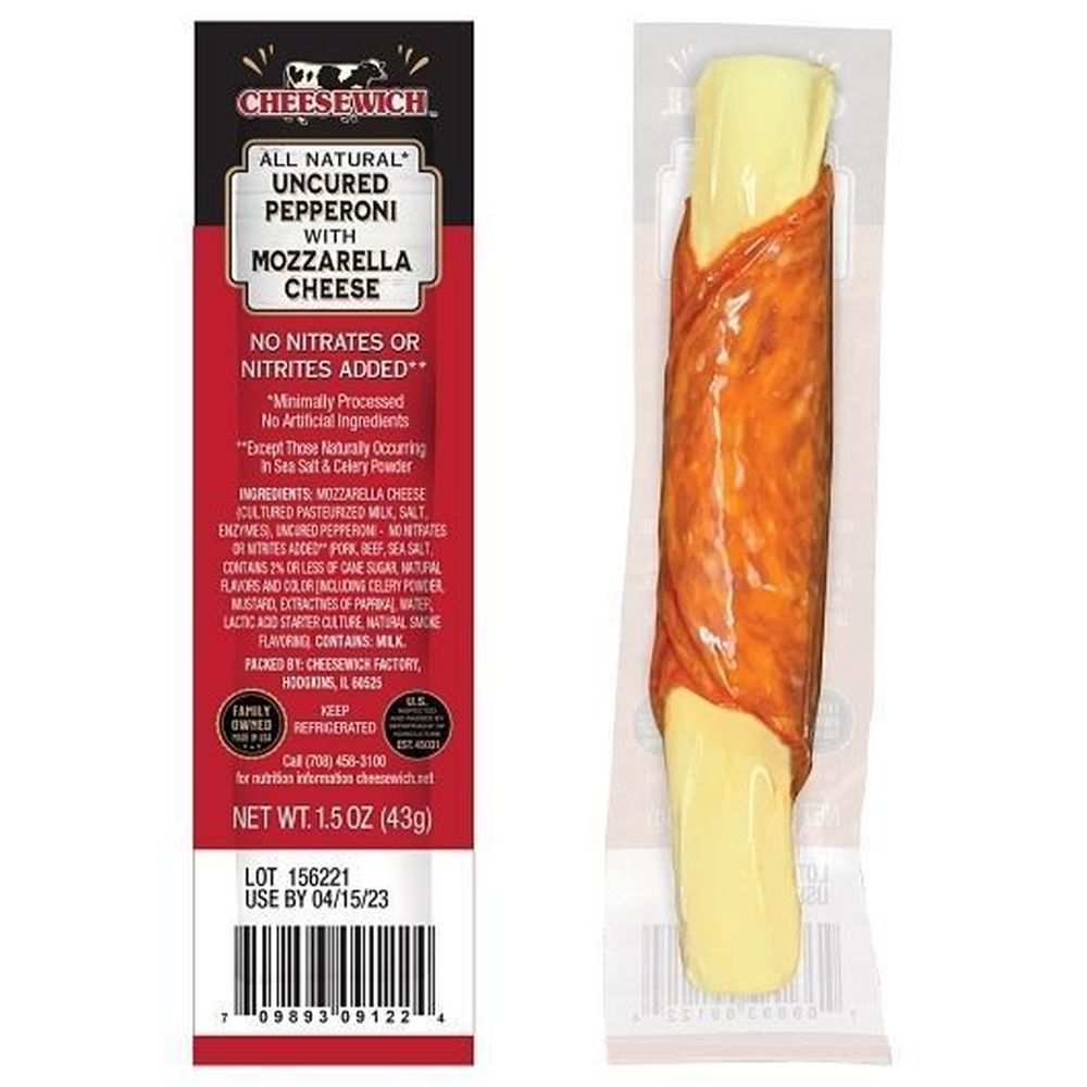 Cheesewich Mozzarella Cheese Wrapped with All Natural Uncured Pepperoni ...