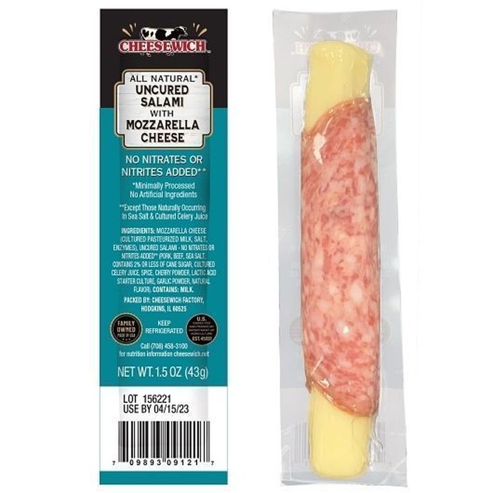 Cheesewich Mozzarella Cheese Wrapped with All Natural Uncured Salami, 1 ...