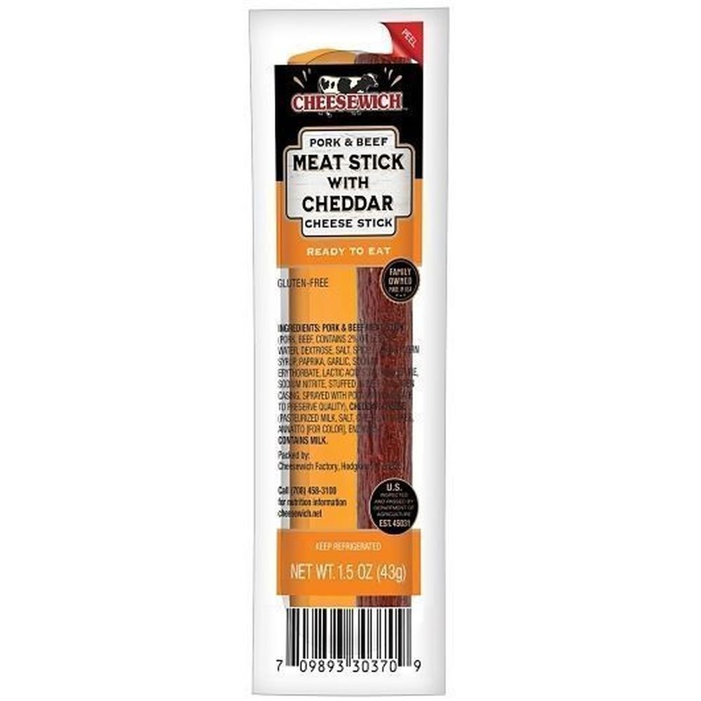 Cheesewich Pork and Beef Meat Stick and Cheddar Cheese, 1.5 Ounce -- 20 ...