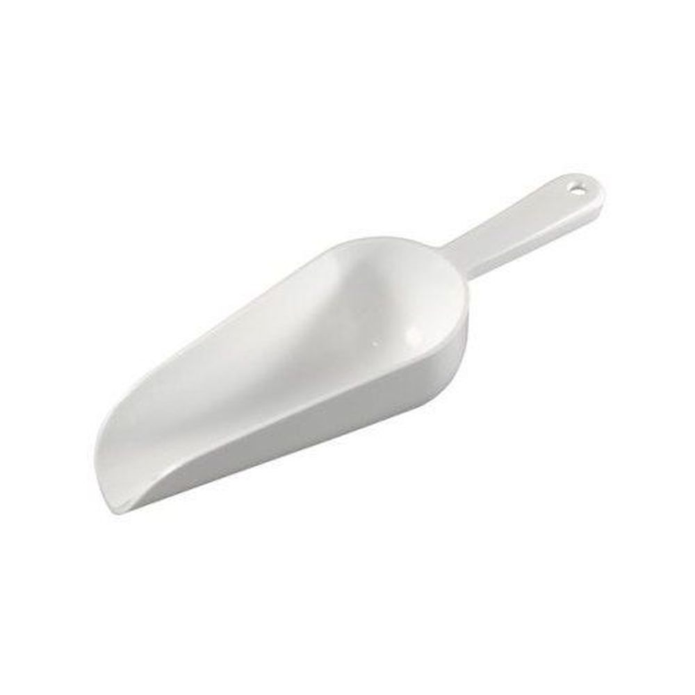 Bar Maid 6 Ounce White Scoop with Hole Handle