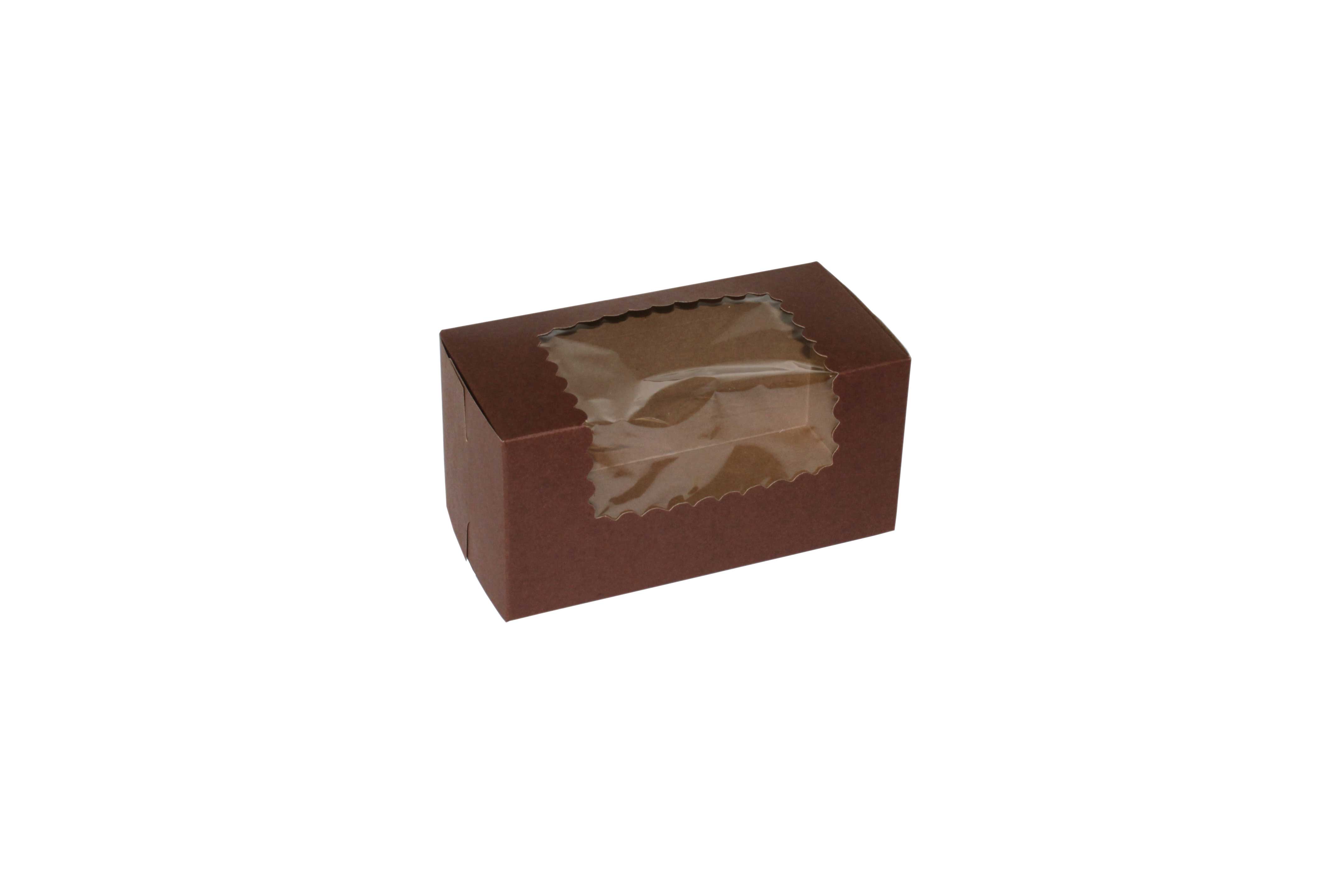 Boxit Windowed Chocolate Lock Corner One Piece Cupcake Box, 8 x 4 x 4 ...