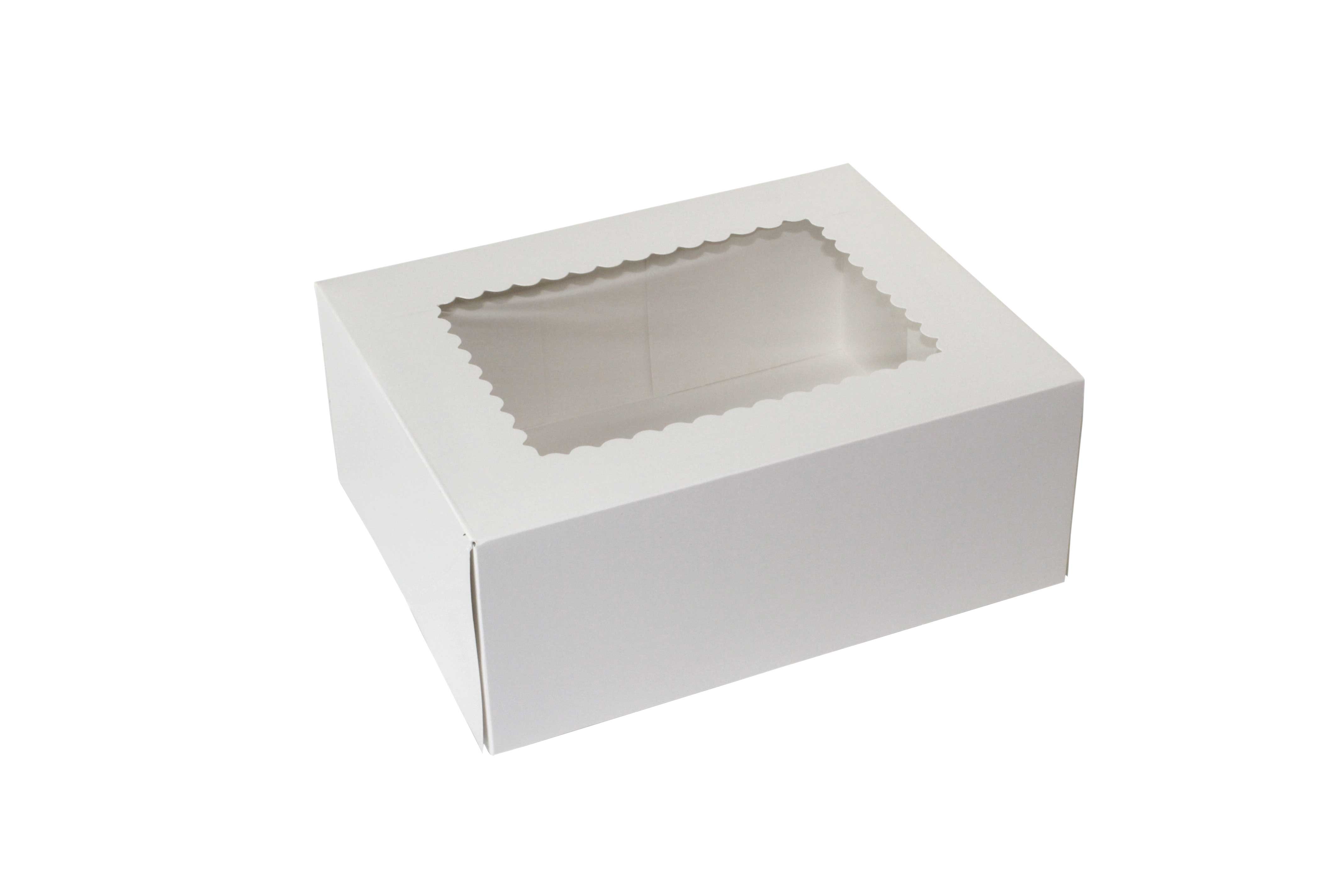 Boxit Windowed One Piece White Bakery Box, 10 x 8 x 4 inch -- 125 per case