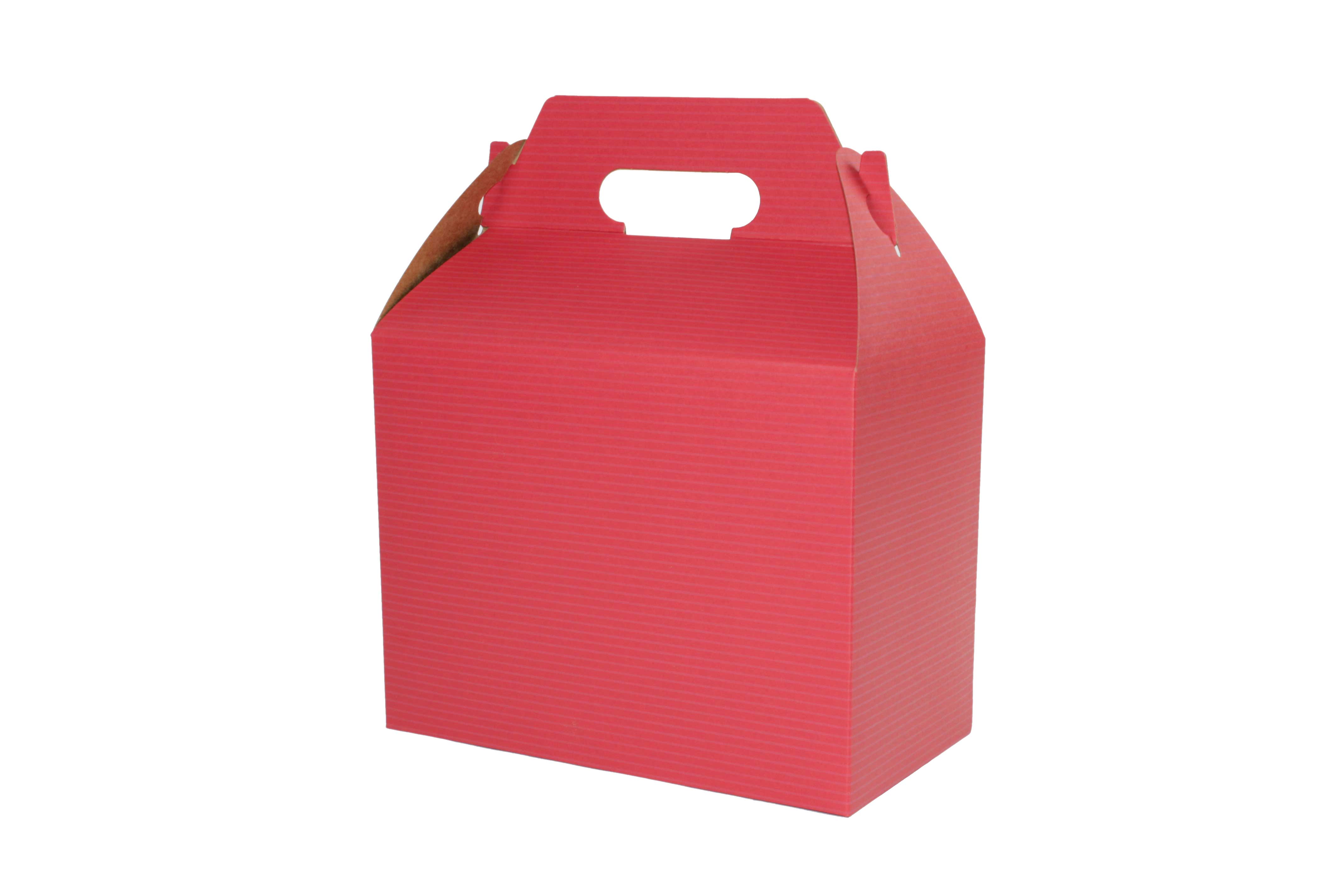 Boxit Red Pinstripe Gable Boxes with Auto Bottom Case | FoodServiceDirect