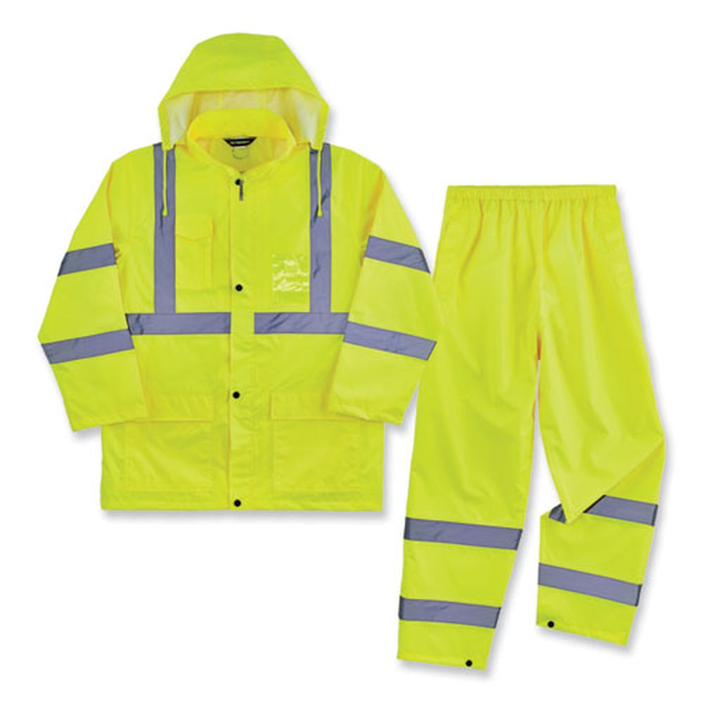 ergodyne GloWear 8376K Extra Large Lime Lightweight HV Rain Suit