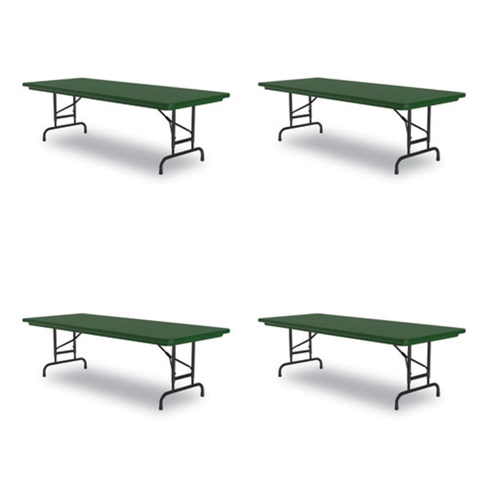 Correll Rectangular Green Top Adjustable Folding Table with Black Legs ...